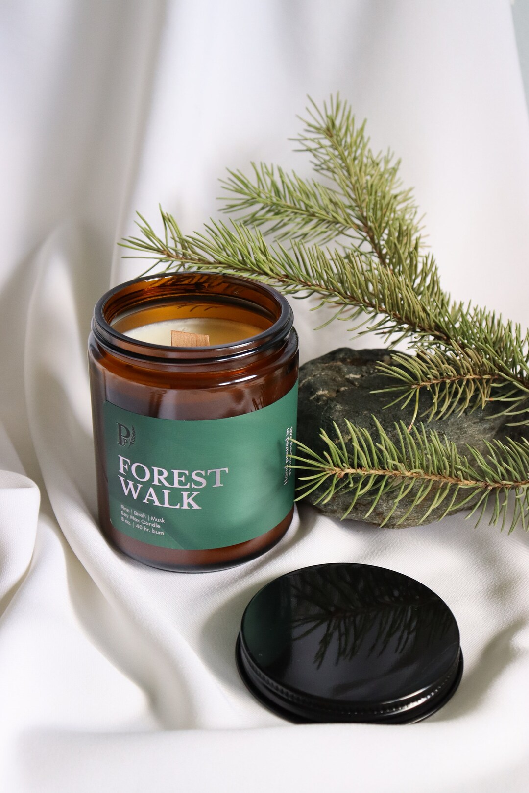 Forest Walk Soy Wax Scented Candle - 8oz Crackling Wood Wick - Premium ...