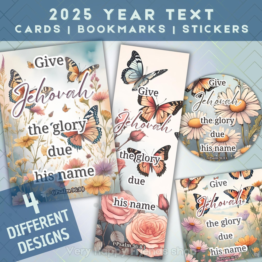 JW 2025 Year Text Set | Printable Bookmark, Card, Sticker | JW Gift ...