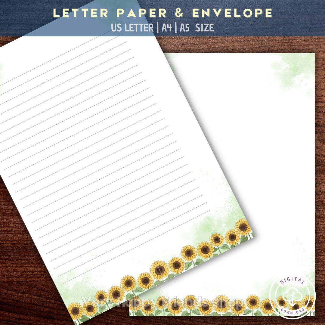 Watercolor Letter Writing Paper | Botanical Stationery Set | Printable ...