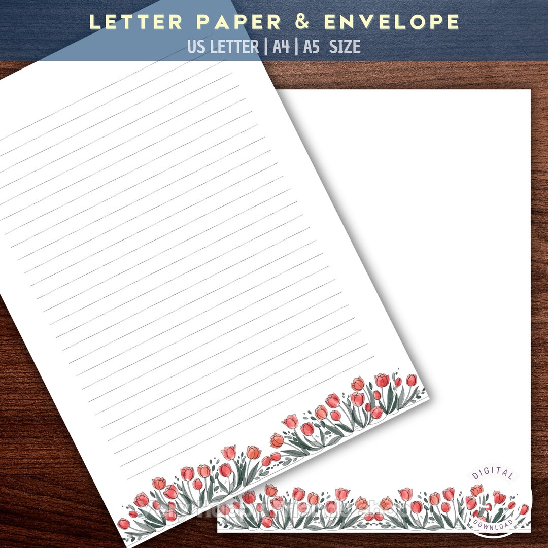 Printable Floral Letter Paper | Field Blooms Stationery | Lined Writing ...
