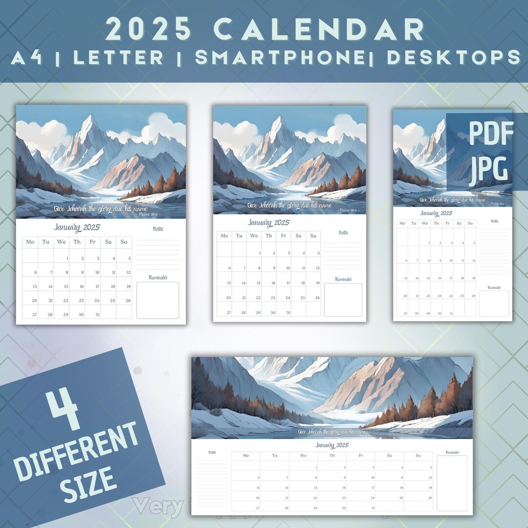 2025 Landscape Calendar With Bible Verses | Psalms 96:8 | PDF and JPG ...