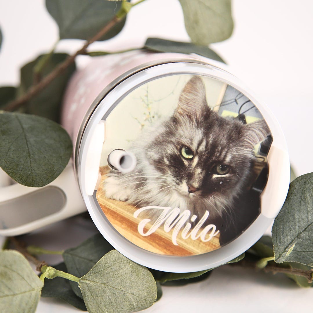 Personalized Name Plate Cat Photo Tumbler Cup- Custom Acrylic Name Tag ...