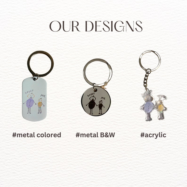 Custom Keyring Actual Kids Drawing Photo Custom Artwork Keychain ...