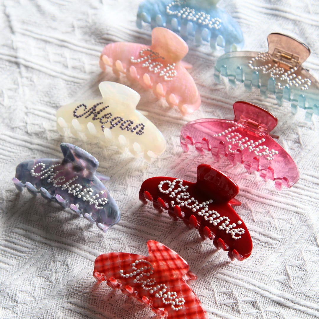 Custom Large Hair Claw Clips With Name Pearls/rhinestones ...
