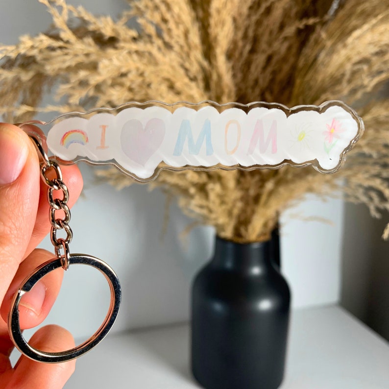 Custom Keyring Actual Kids Drawing Photo- Custom Artwork Keychain ...