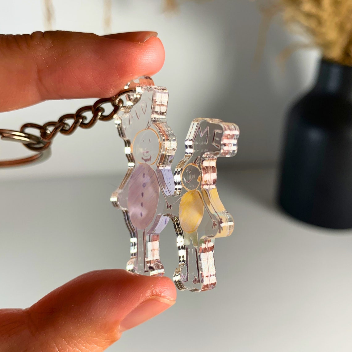 Custom Keyring Actual Kids Drawing Photo Custom Artwork Keychain ...