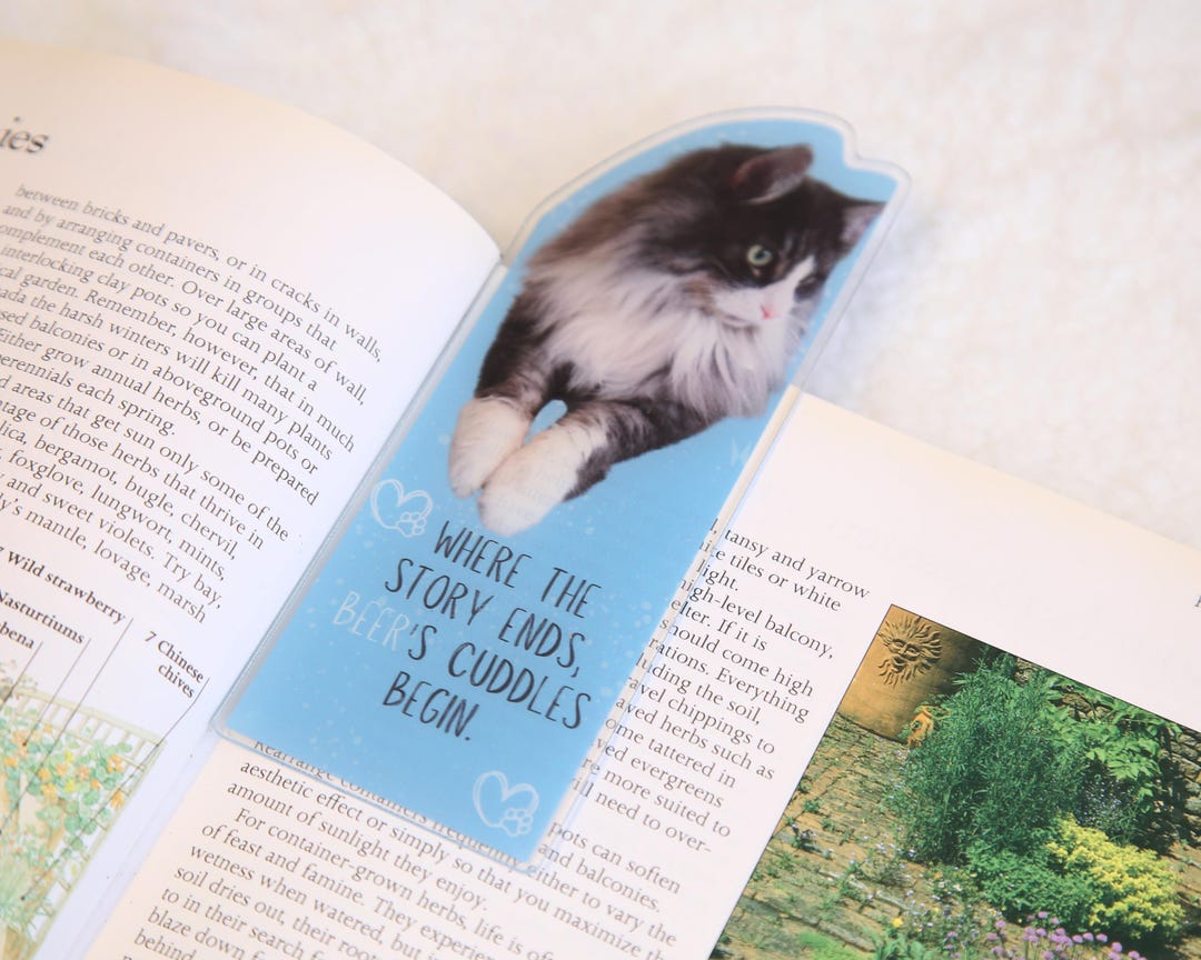 Custom Pet Photo Bookmark- Personalized Cat Name Bookmark, Dog Portrait ...
