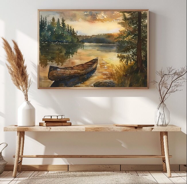 Rowing Into the Sunset Watercolor Painting - Etsy