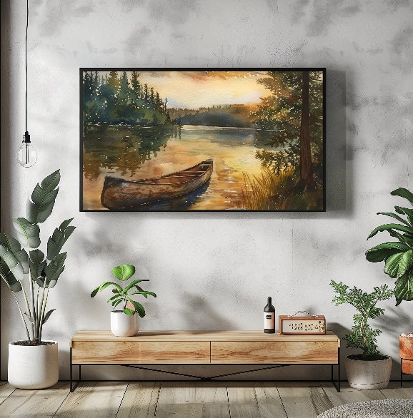 Rowing Into the Sunset Watercolor Painting - Etsy