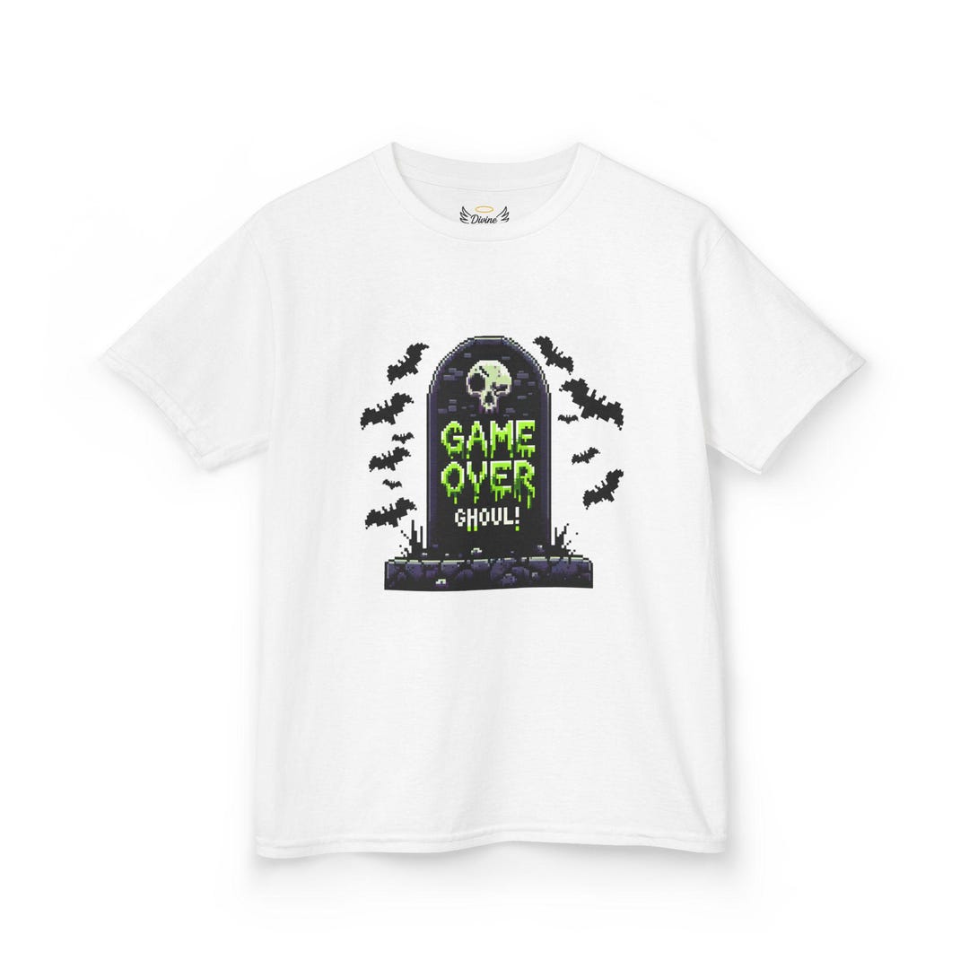 Gaming Tombstone Tee, Game Over, Ghoul, Pixelated Shirt, Kids Video ...