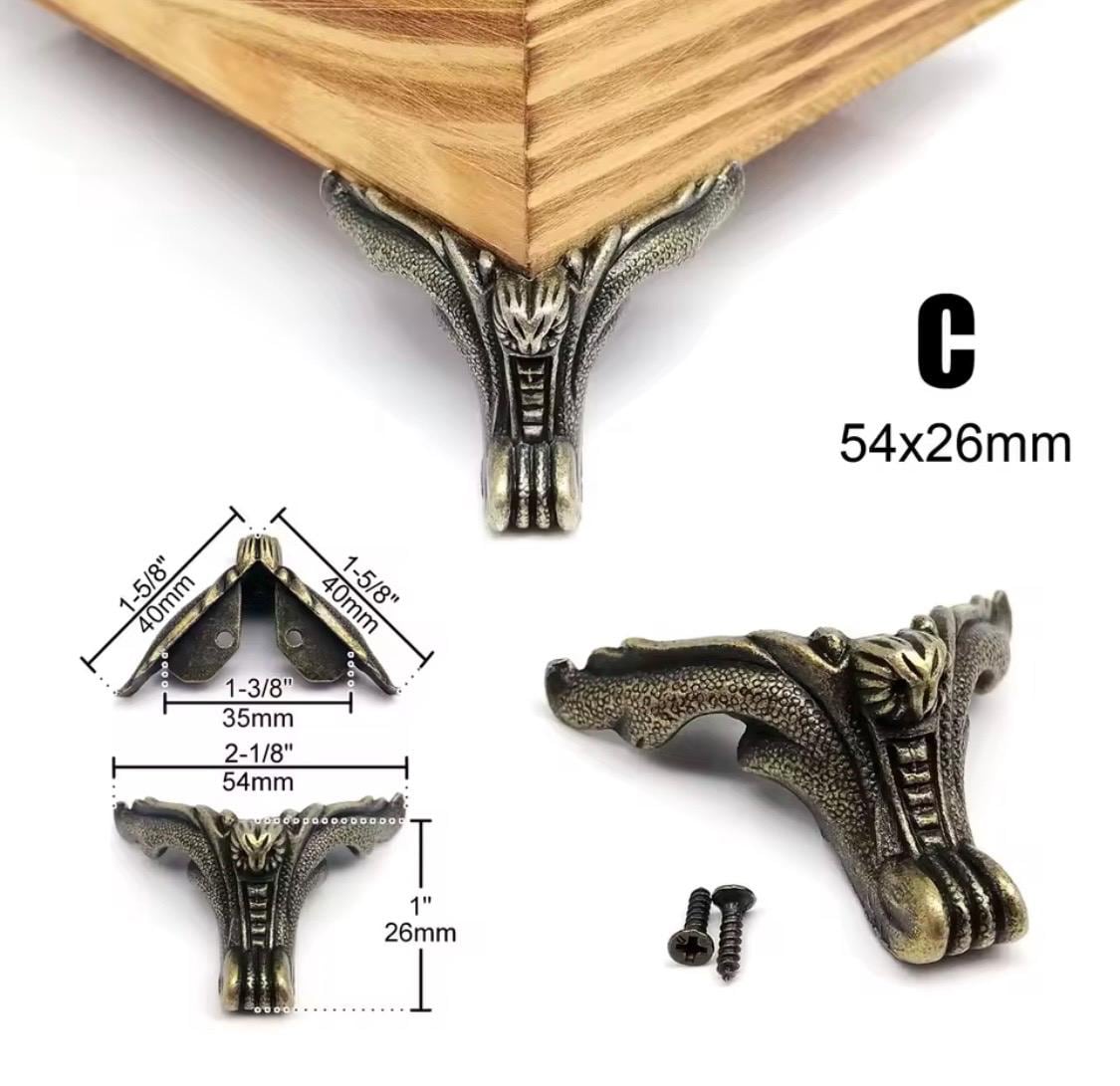 Vintage Metal Corner Legs Antique Brass Decorative Hardware for Wooden ...