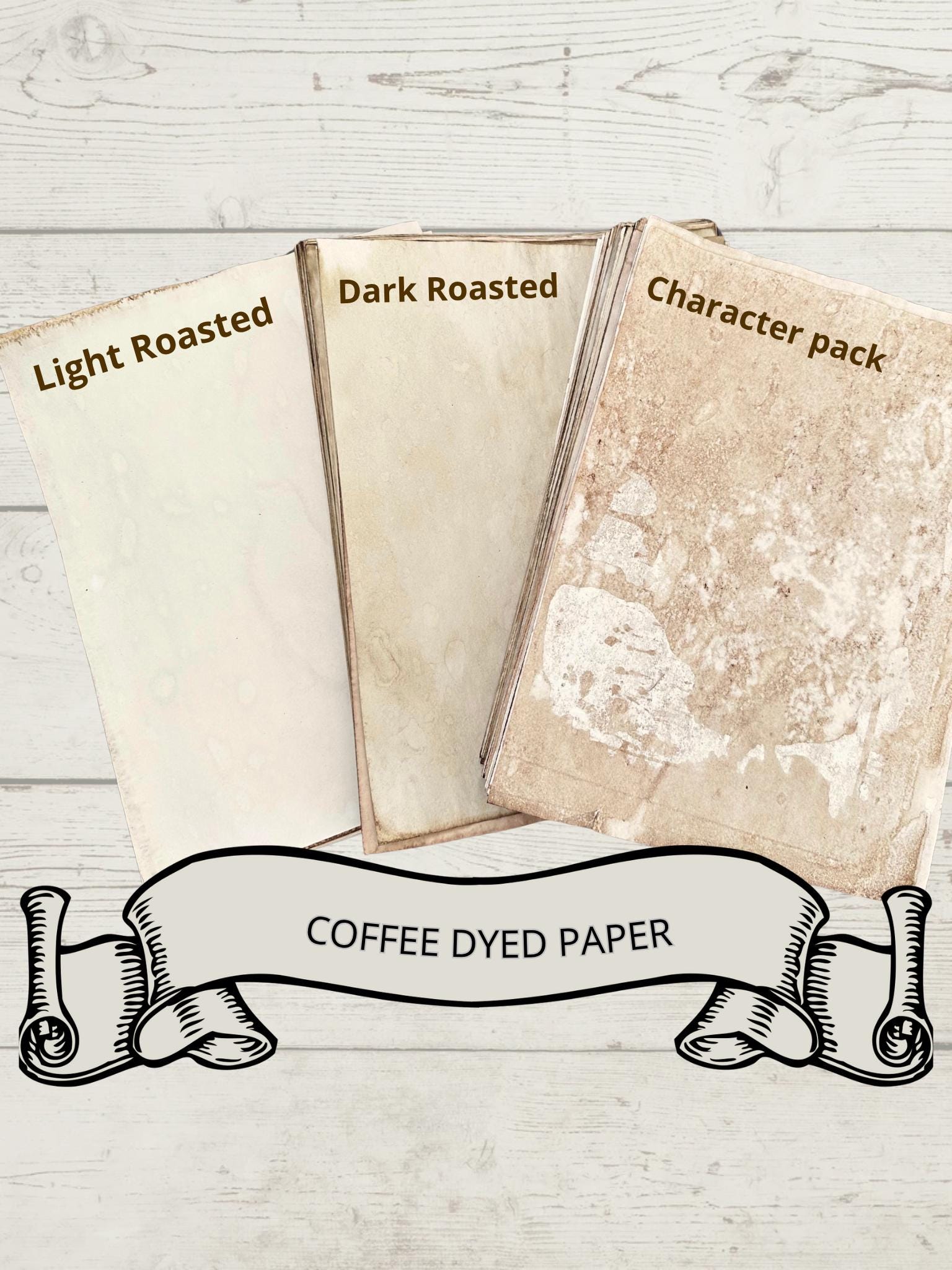 Coffee Stained Journal Paper: Hand-dyed Vintage Style Sheets | Ephemera ...