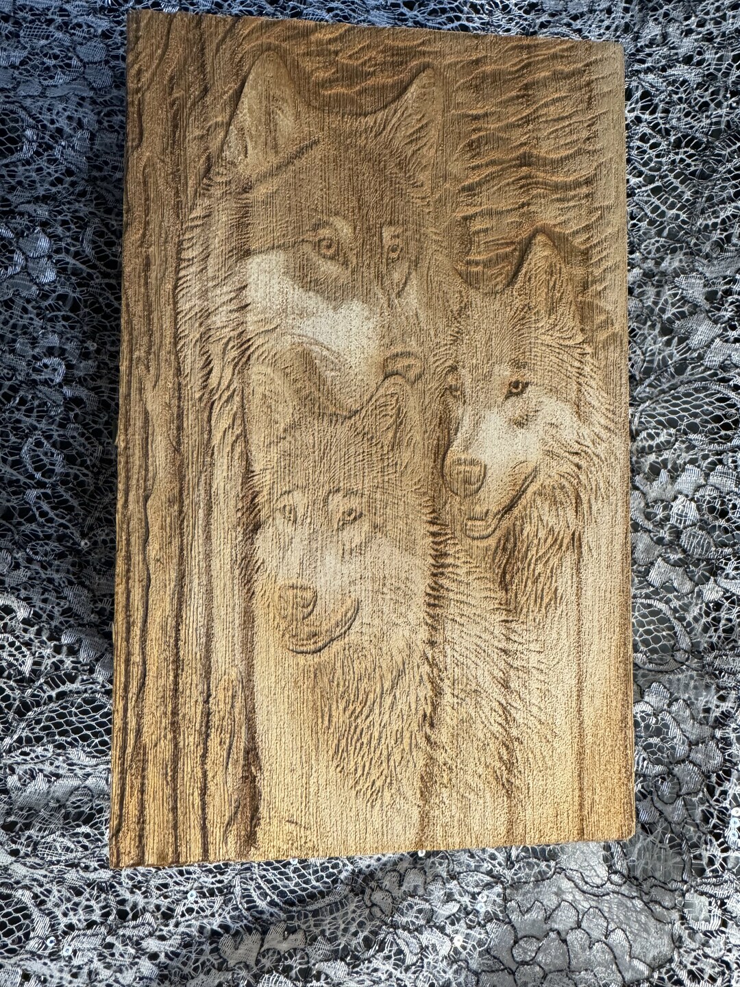 Laser Engraved Wood Box With Wolves on Lid - Etsy
