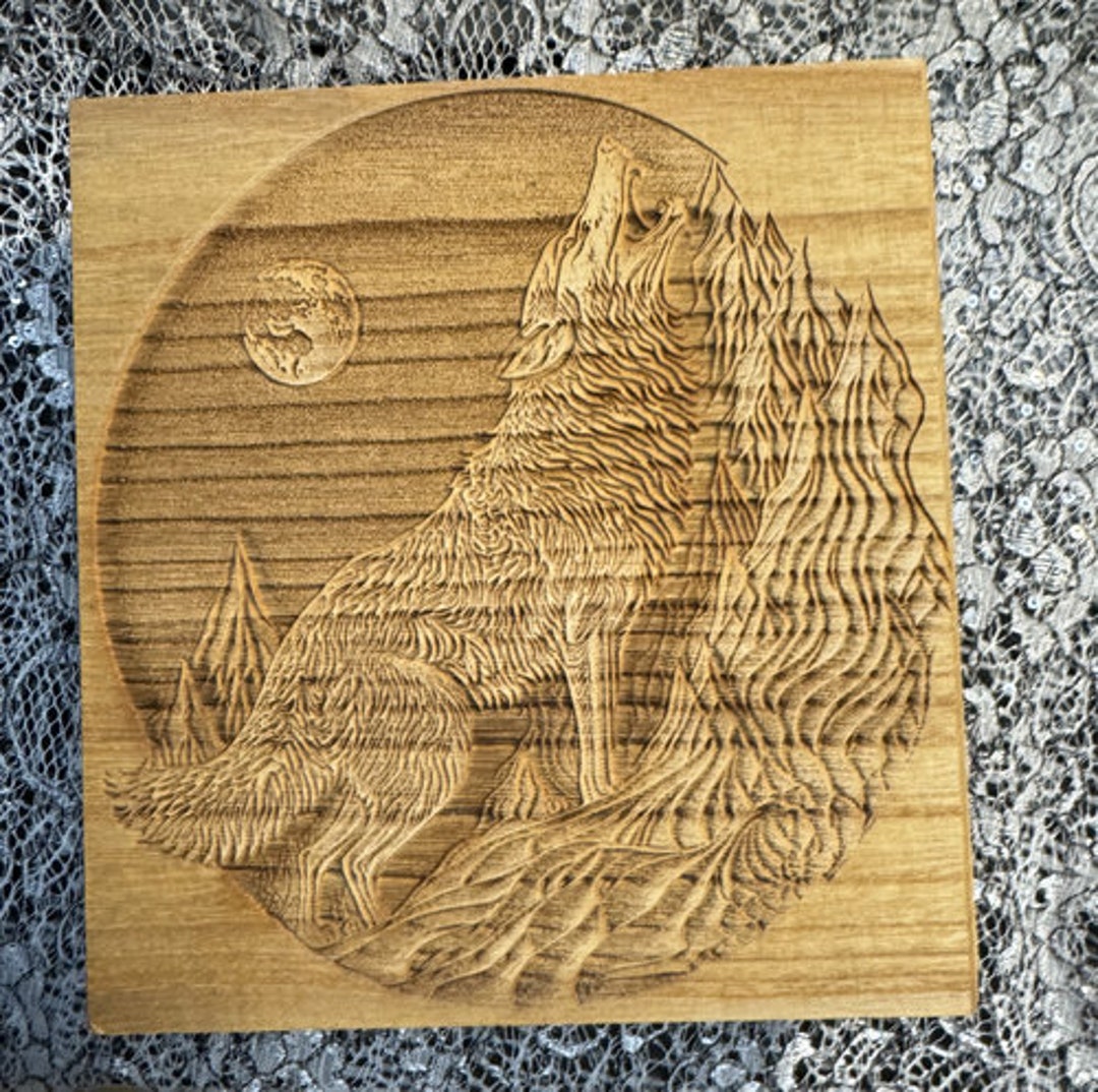 Laser Engraved Wood Box With a Howling Wolf on the Lid - Etsy
