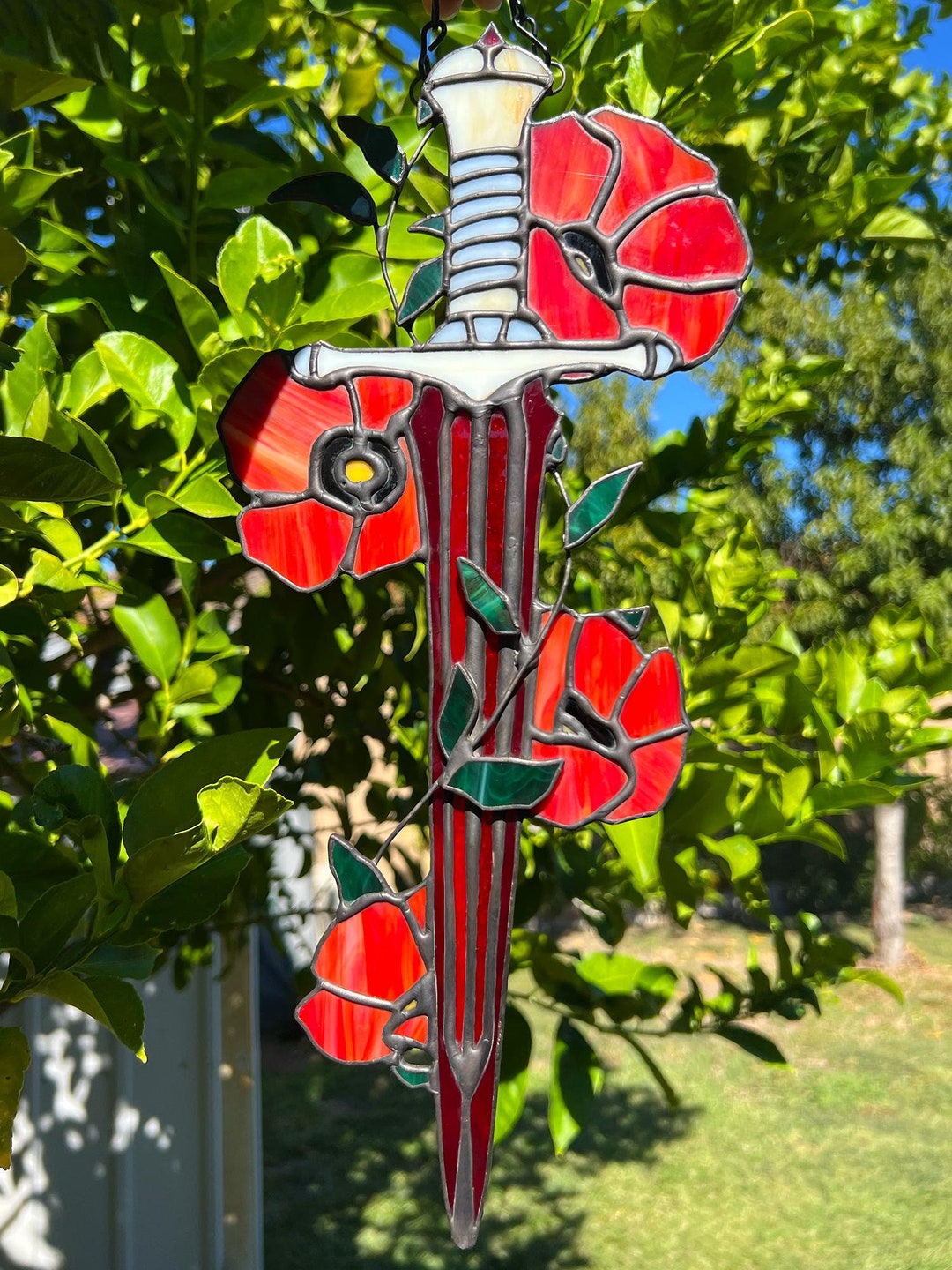 Poppy's Dagger Stained Glass Suncatcher / Wall Hanging - Etsy