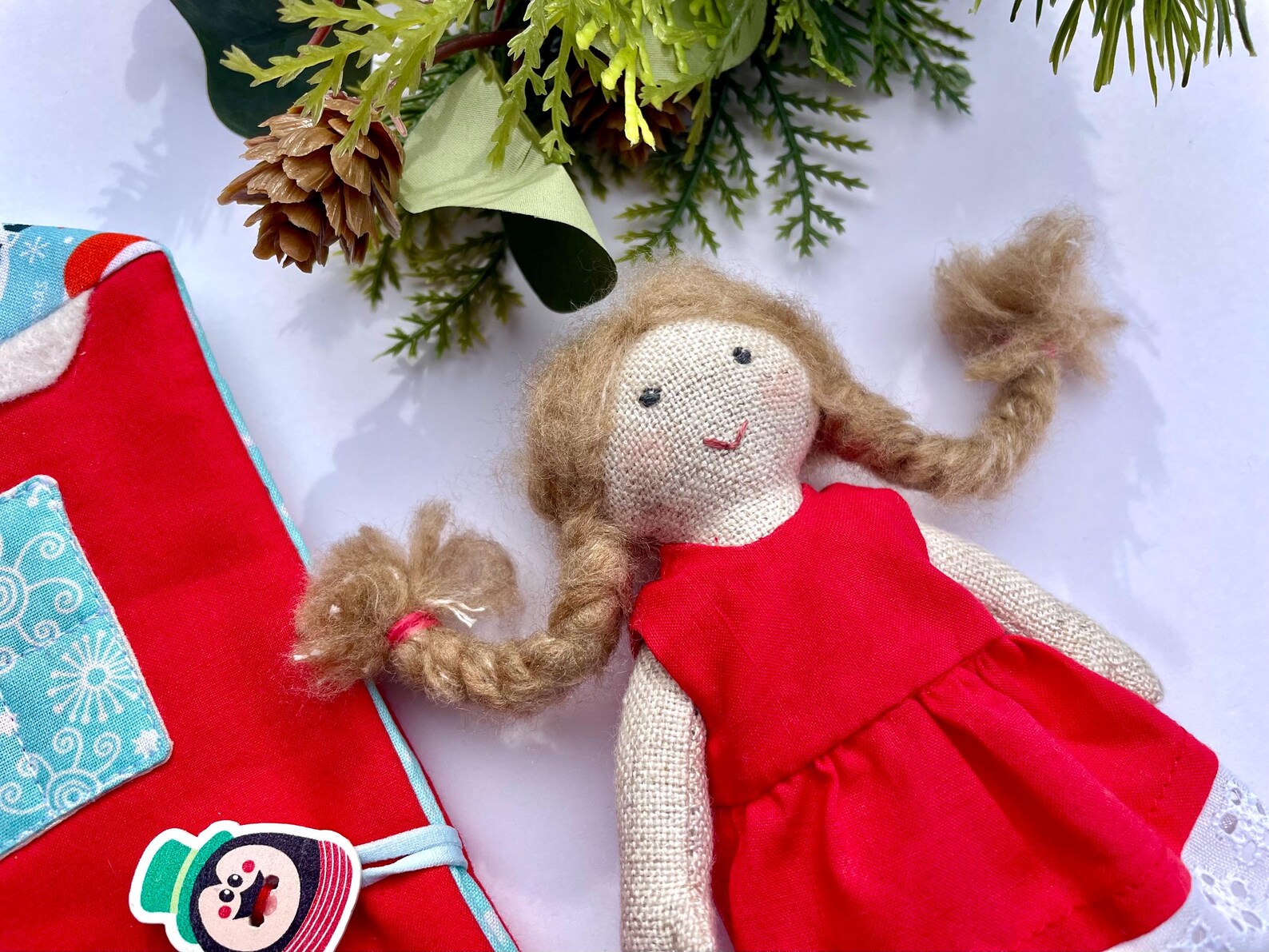 Linen Tiny Doll With Textile Dollhouse. Christmas Doll House. Travel ...