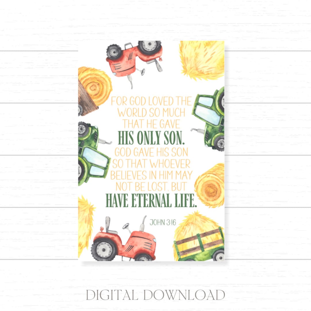 Tractor Bible Scripture Card, Tractor Bible Verse Art, Memory Verse ...