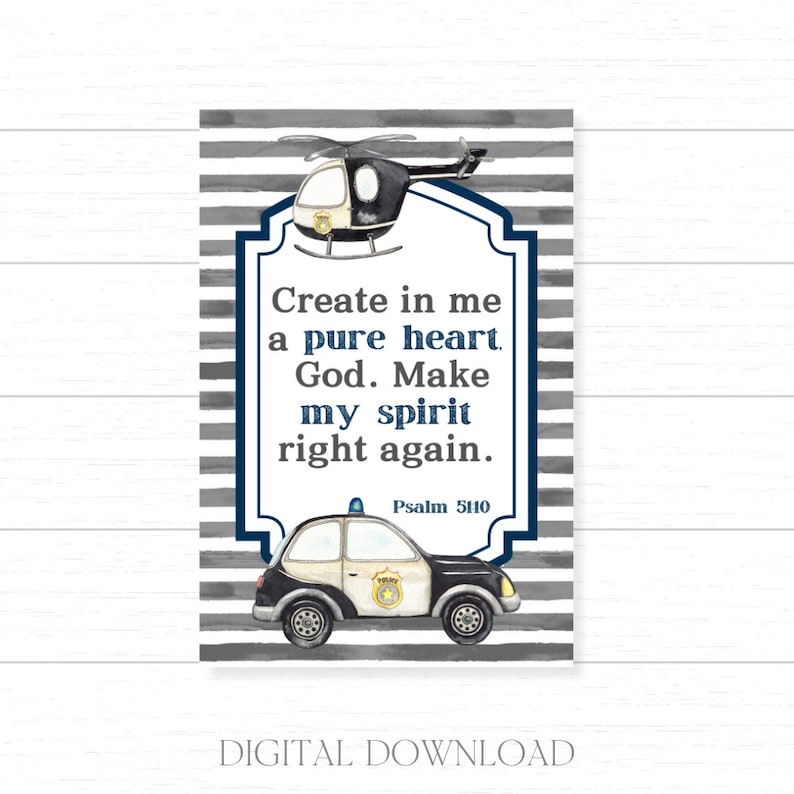 Police Car Bible Print, Police Bible Verse Art, Bible Quote, Memory ...