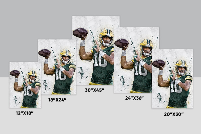 Jordon Love Poster Green Bay Packers Football Framed Canvas Print NFL ...