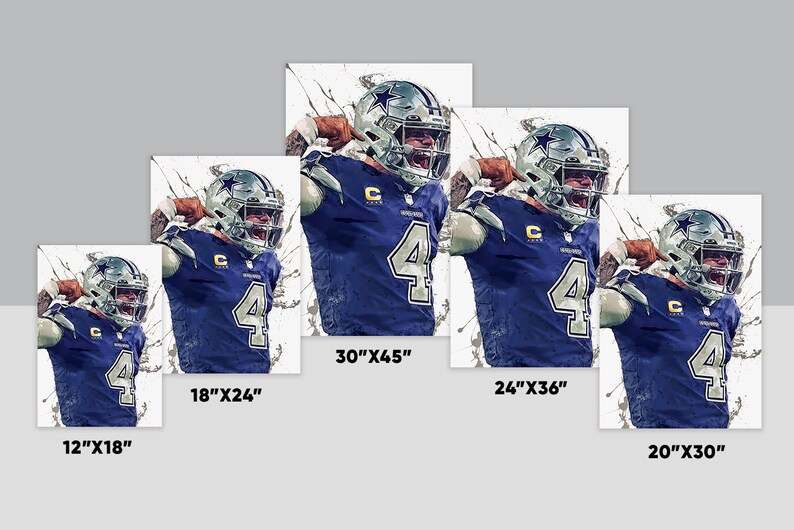 Dak Prescott Poster Dallas Cowboys Framed Canvas Poster Football Wall ...