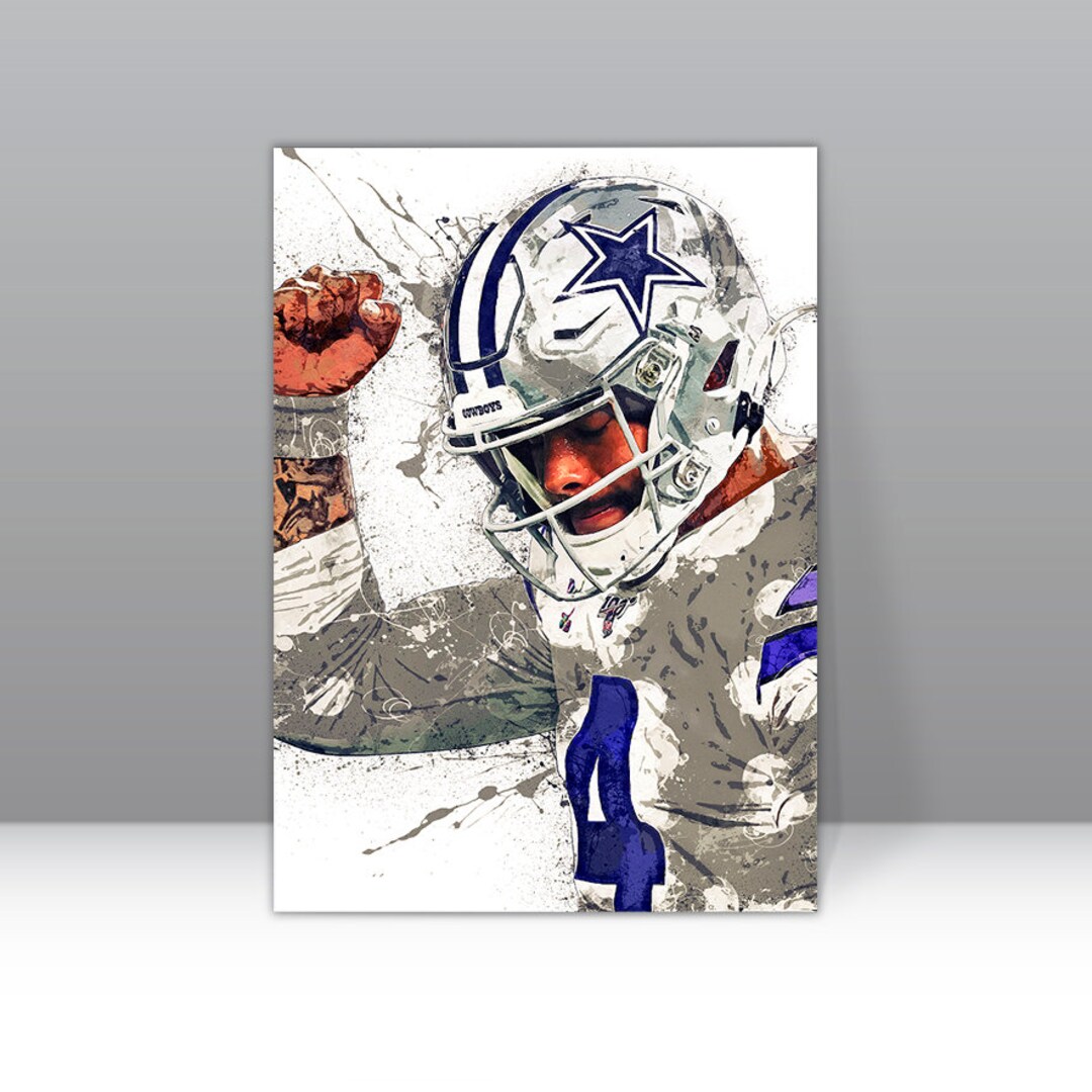 Dak Prescott Poster Dallas Cowboys Football Framed Canvas Print NFL ...