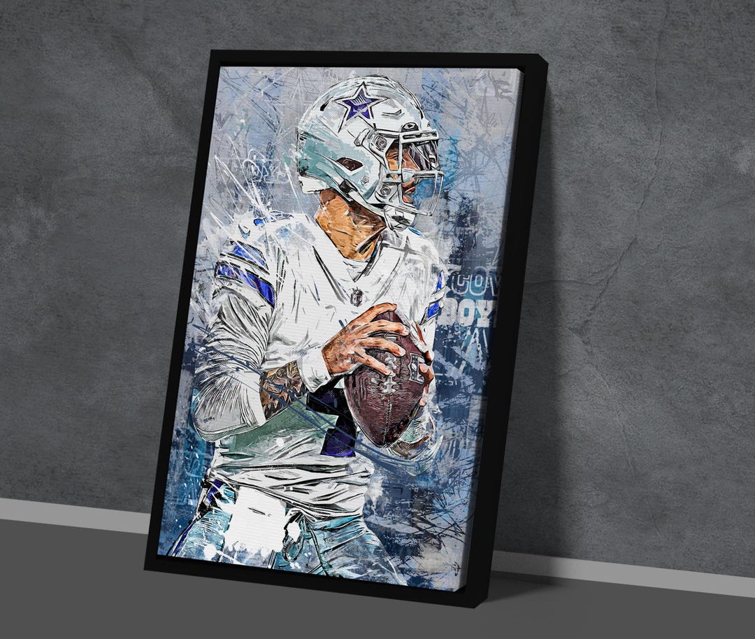 Dak Prescott Poster Dallas Cowboys Canvas Print Football Wall Art NFL ...