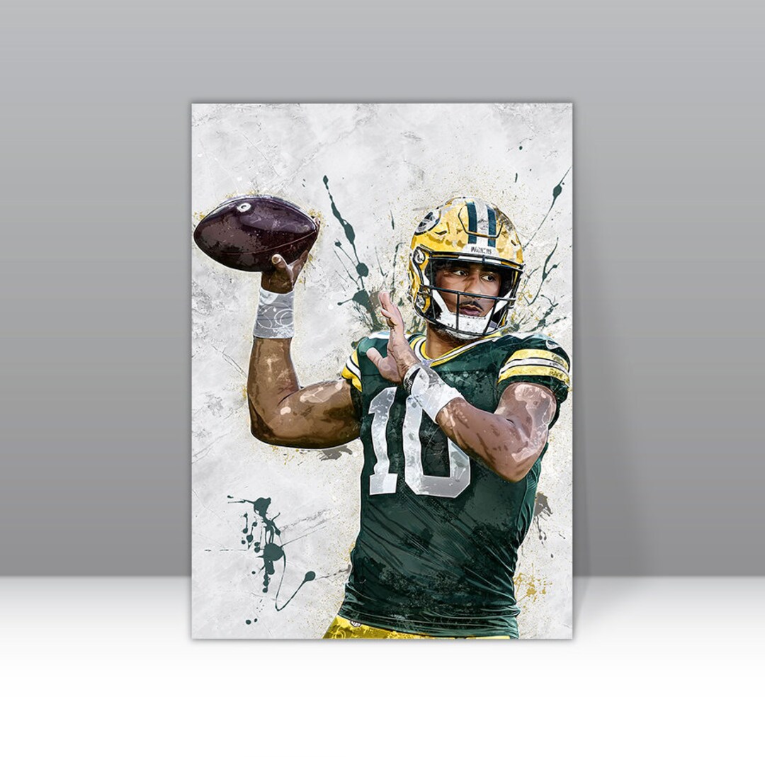 Jordan Love Poster Green Bay Packers Football Framed Canvas Print NFL ...