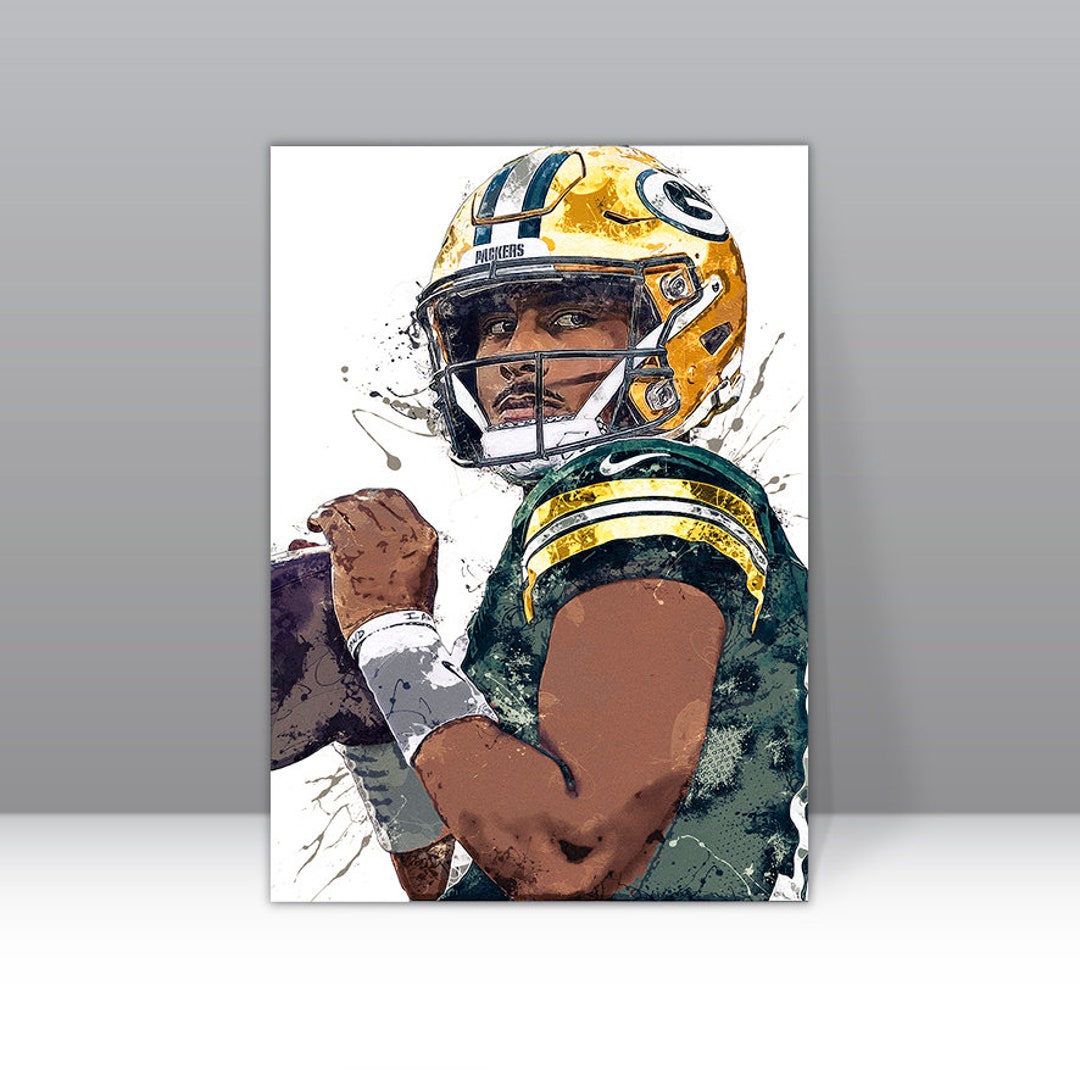 Jordan Love Poster Green Bay Packers Football Framed Canvas Print NFL ...