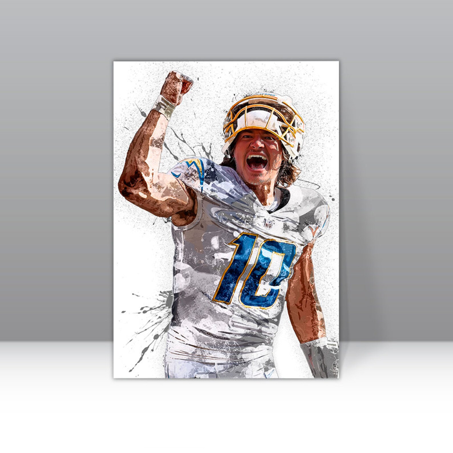 Justin Herbert Poster Los Angeles Chargers Framed Canvas Poster ...