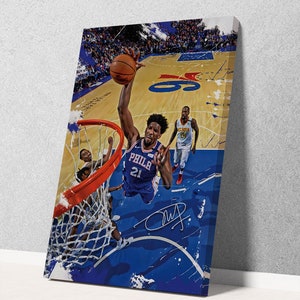 Joel Embiid Wall Art Philadelphia 76ers Framed Canvas Poster Basketball ...