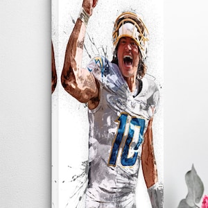 Justin Herbert Poster Los Angeles Chargers Framed Canvas Poster ...