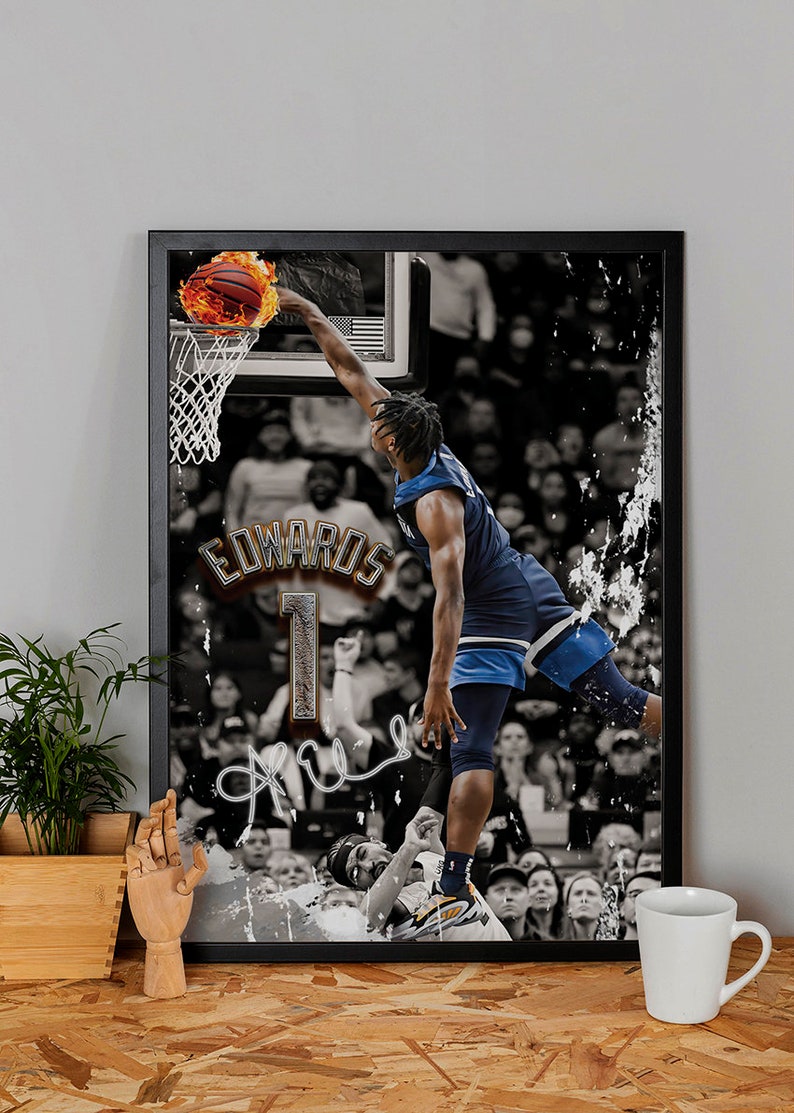 Anthony Edwards Poster Minnesota Timberwolves Framed Canvas Print ...