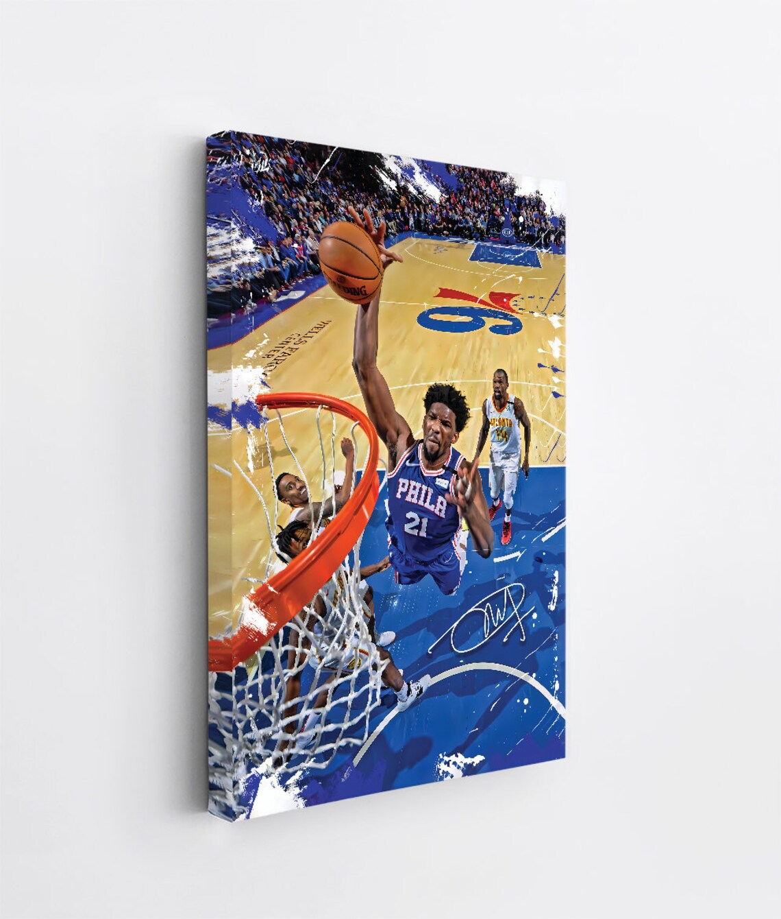 Joel Embiid Wall Art Philadelphia 76ers Framed Canvas Poster Basketball ...