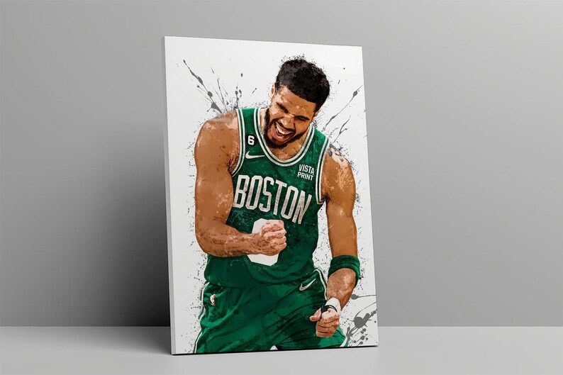 Jayson Tatum Poster Boston Celtics Basketball Framed Canvas Print NBA ...