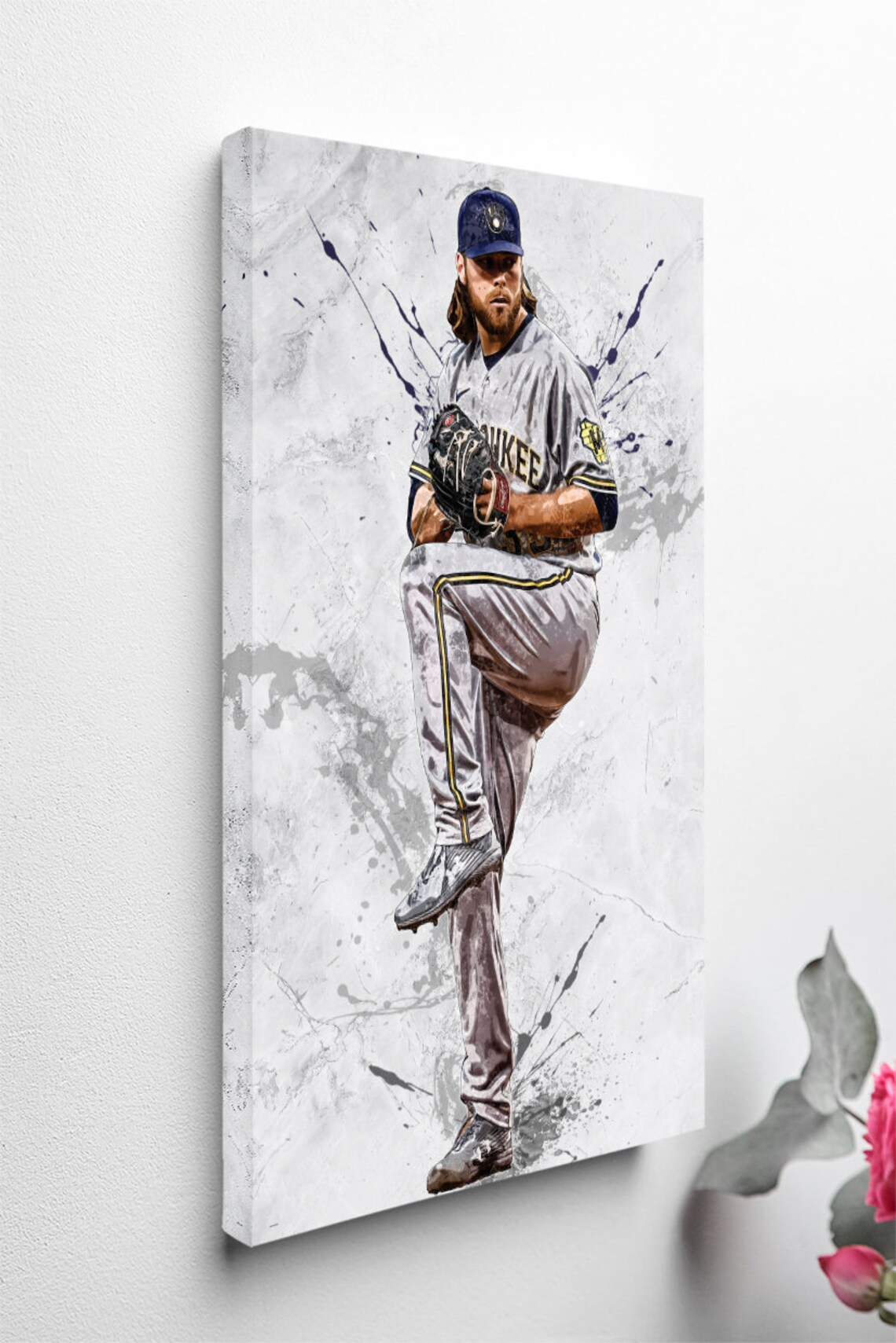 Corbin Burnes Poster Milwaukee Brewers Framed Canvas Poster Baseball ...