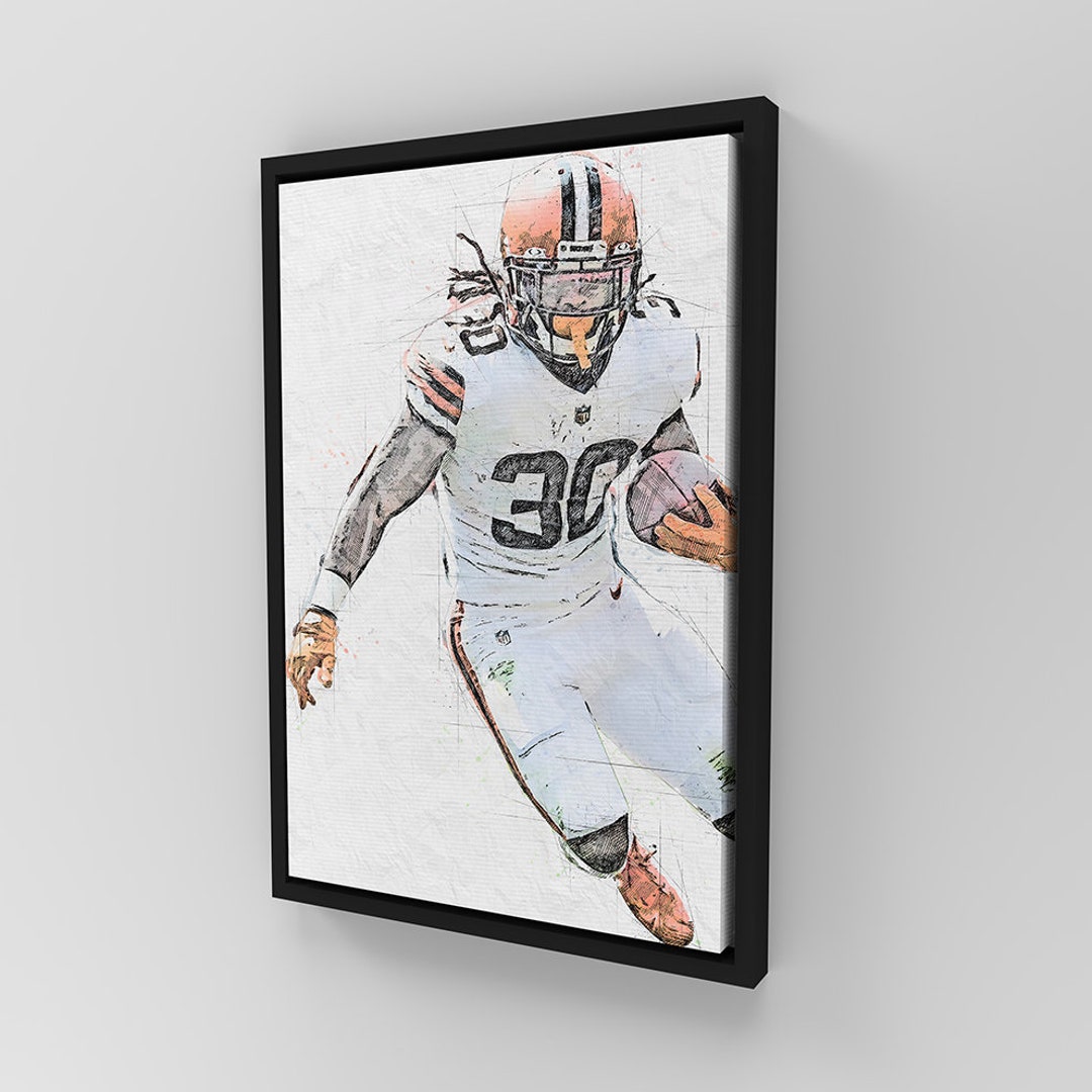 Nick Chubb Poster, Cleveland Browns Wall Art, NFL Canvas Print ...