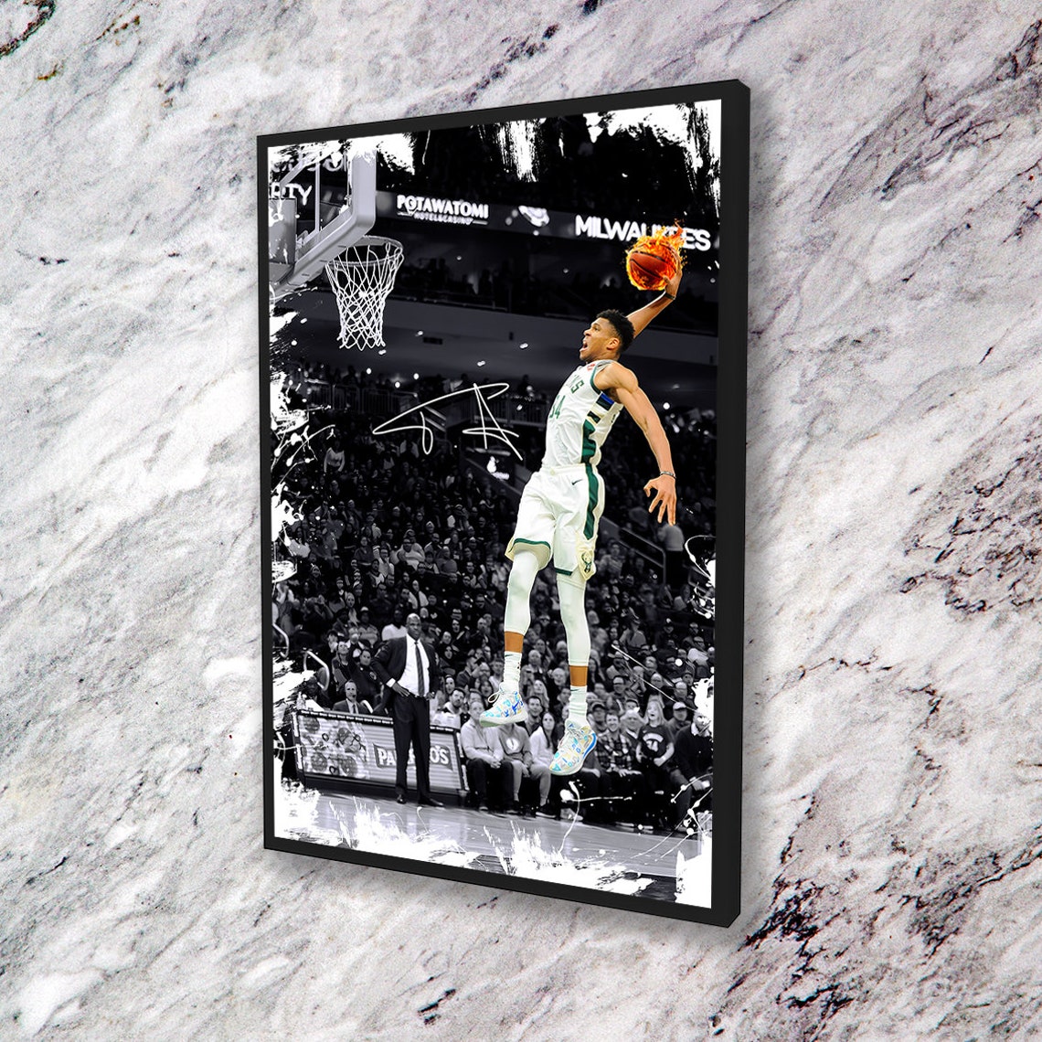 Giannis Antetokounmpo Poster Milwaukee Bucks Framed Canvas Poster ...
