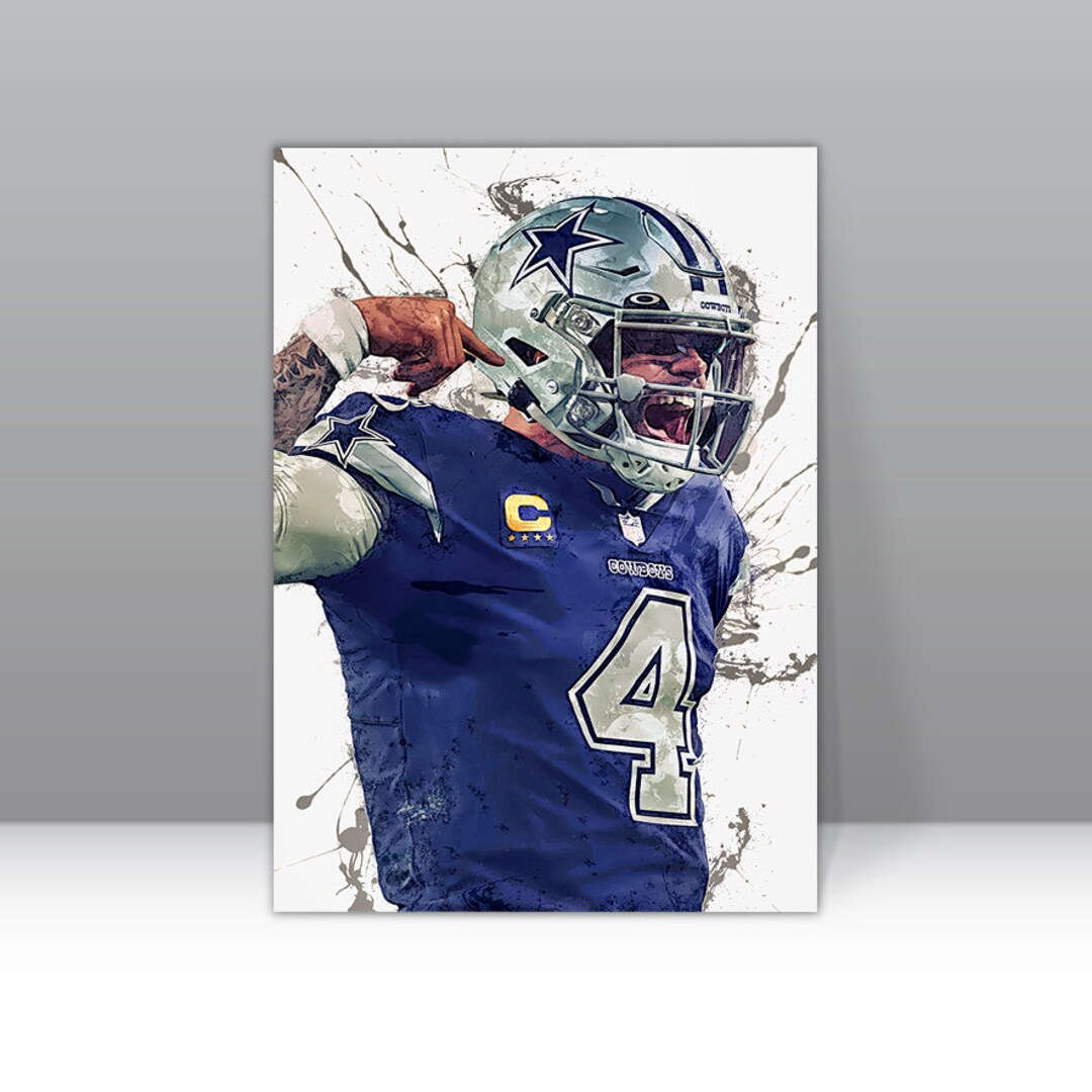 Dak Prescott Poster Dallas Cowboys Framed Canvas Poster Football Wall ...