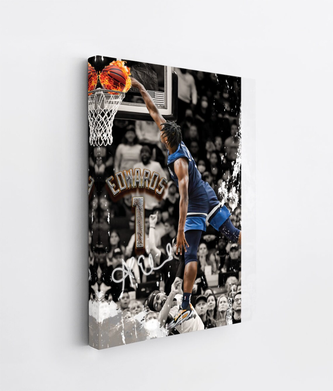 Anthony Edwards Poster Minnesota Timberwolves Framed Canvas Print ...