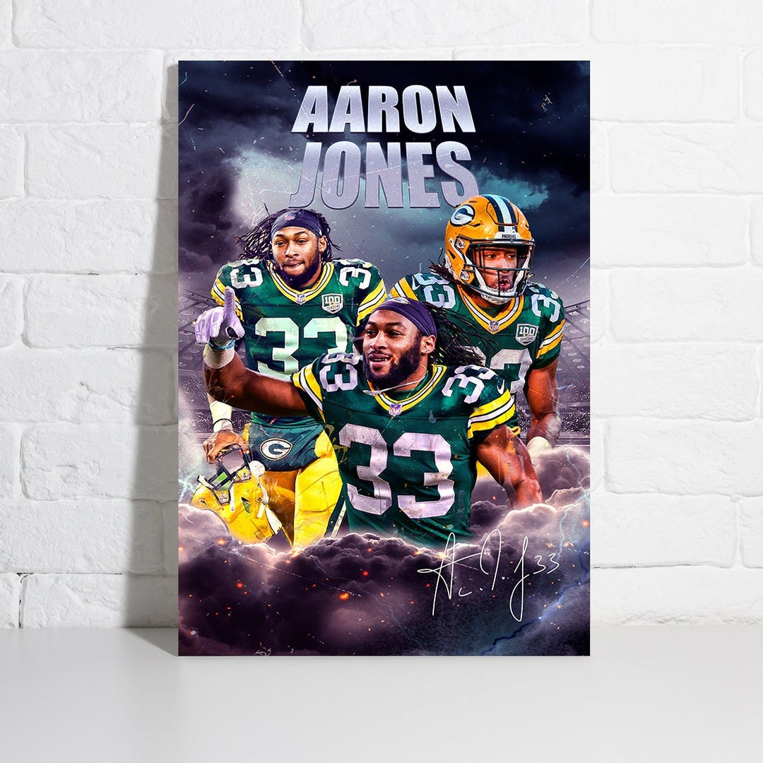 Aaron Jones Poster Green Bay Packers Framed Canvas Print Football Wall ...