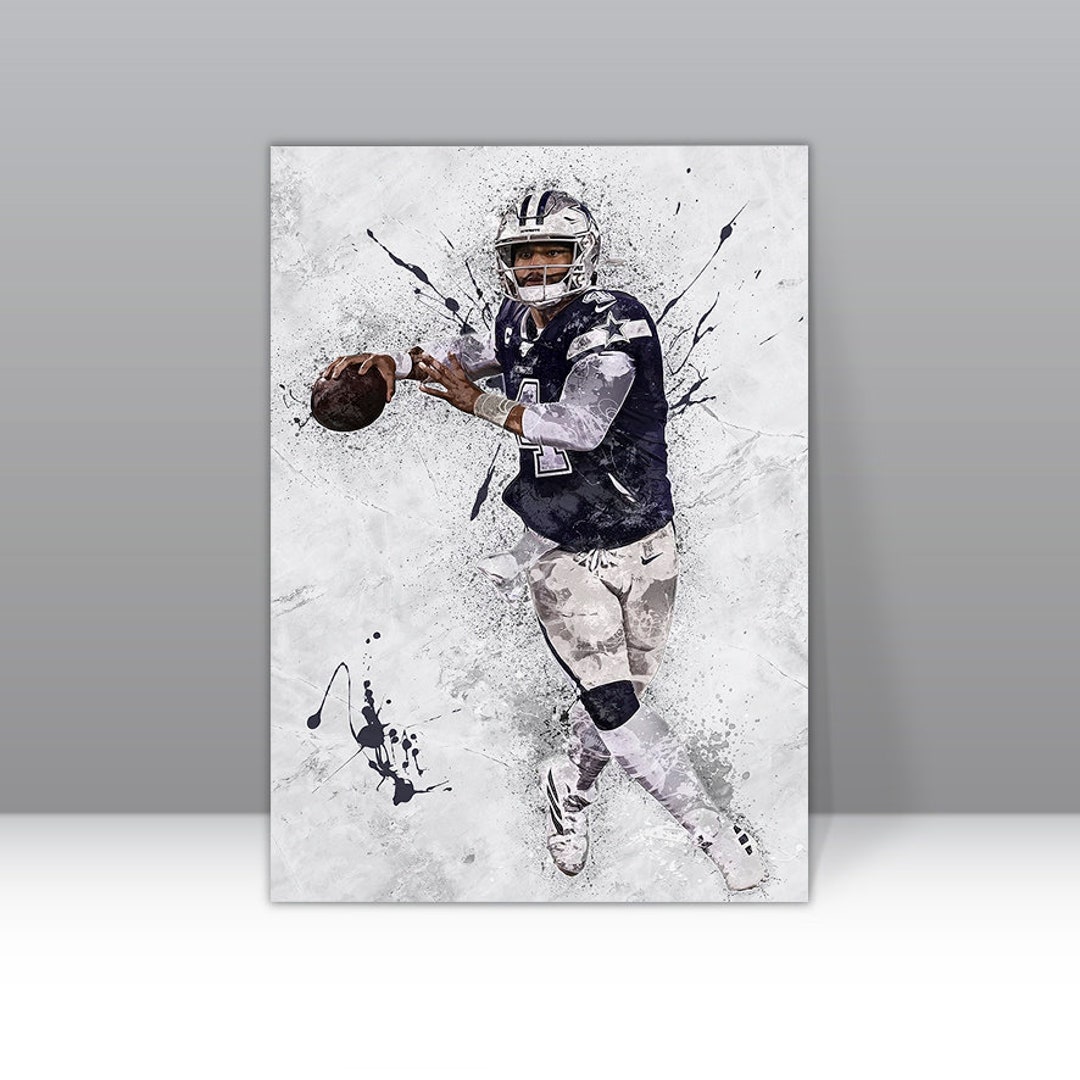 Dak Prescott Poster Dallas Cowboys Football Framed Canvas Print NFL ...