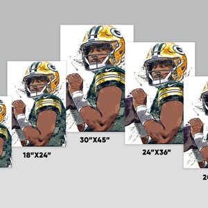 Jordan Love Poster Green Bay Packers Football Framed Canvas Print NFL ...