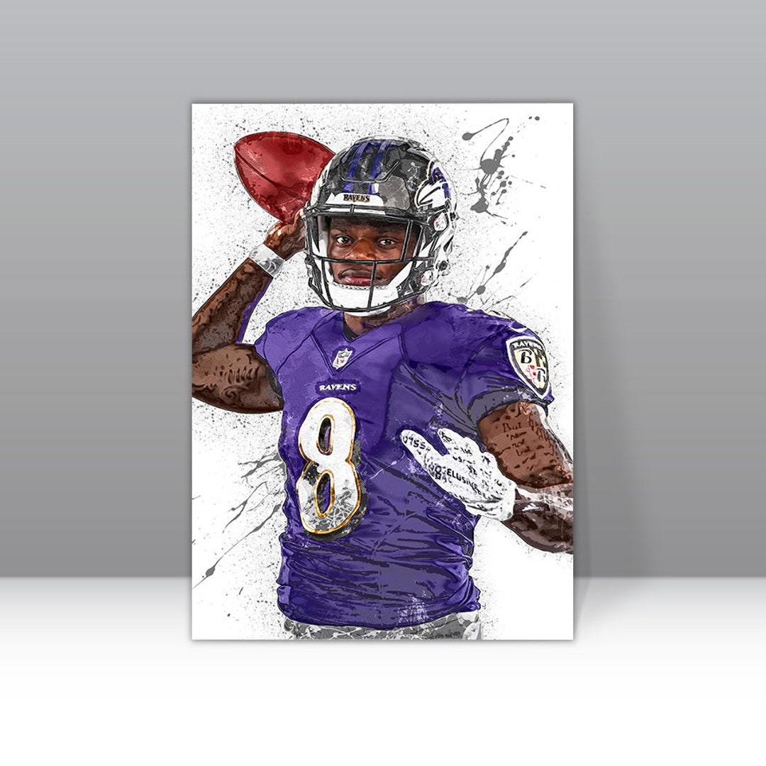 Lamar Jackson Poster Baltimore Ravens Football Framed Canvas Print NFL ...