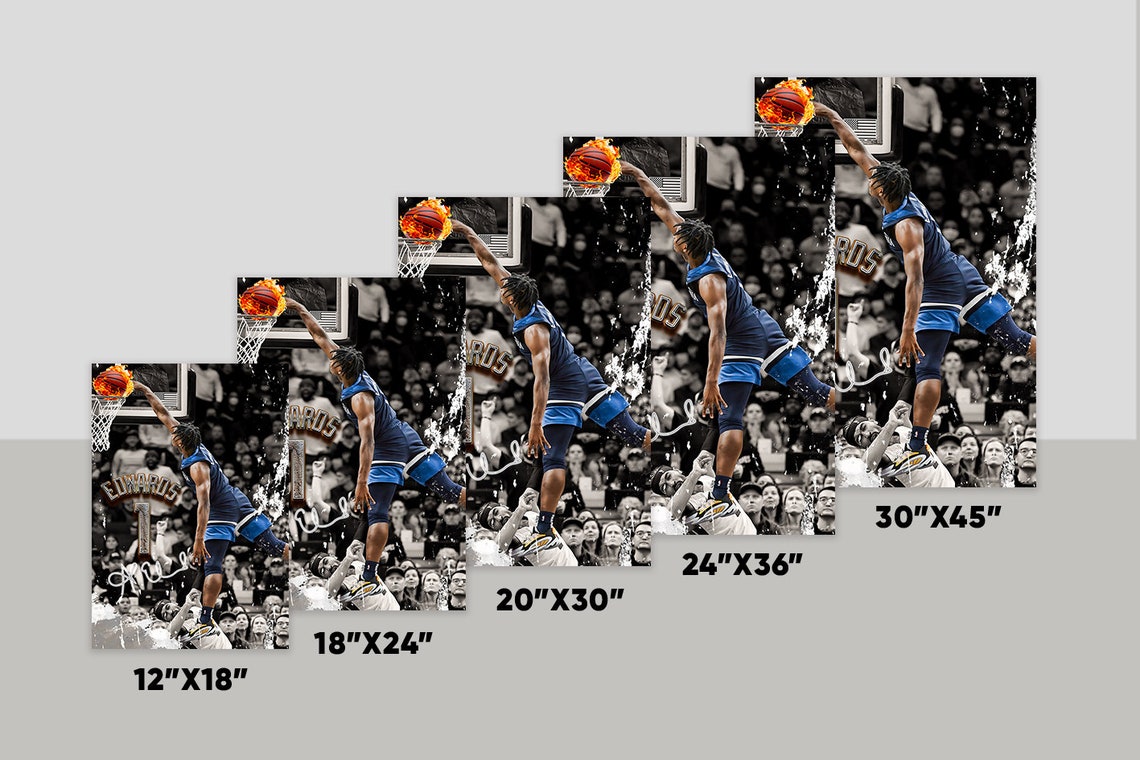 Anthony Edwards Poster Minnesota Timberwolves Framed Canvas Print ...