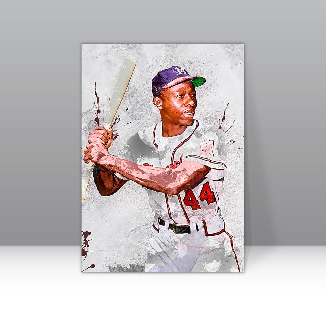 Hank Aaron Poster Milwaukee Braves Framed Canvas Poster Baseball Wall ...