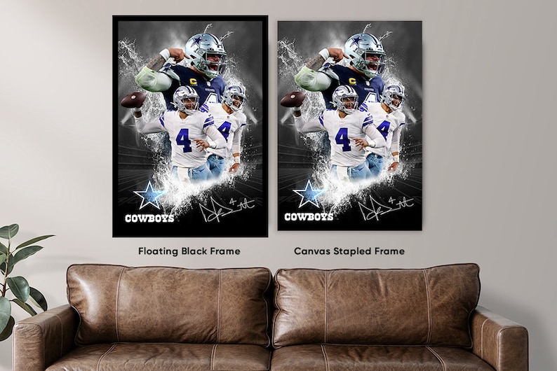Dak Prescott Poster, Dallas Cowboys Wall Art, NFL Canvas Print ...