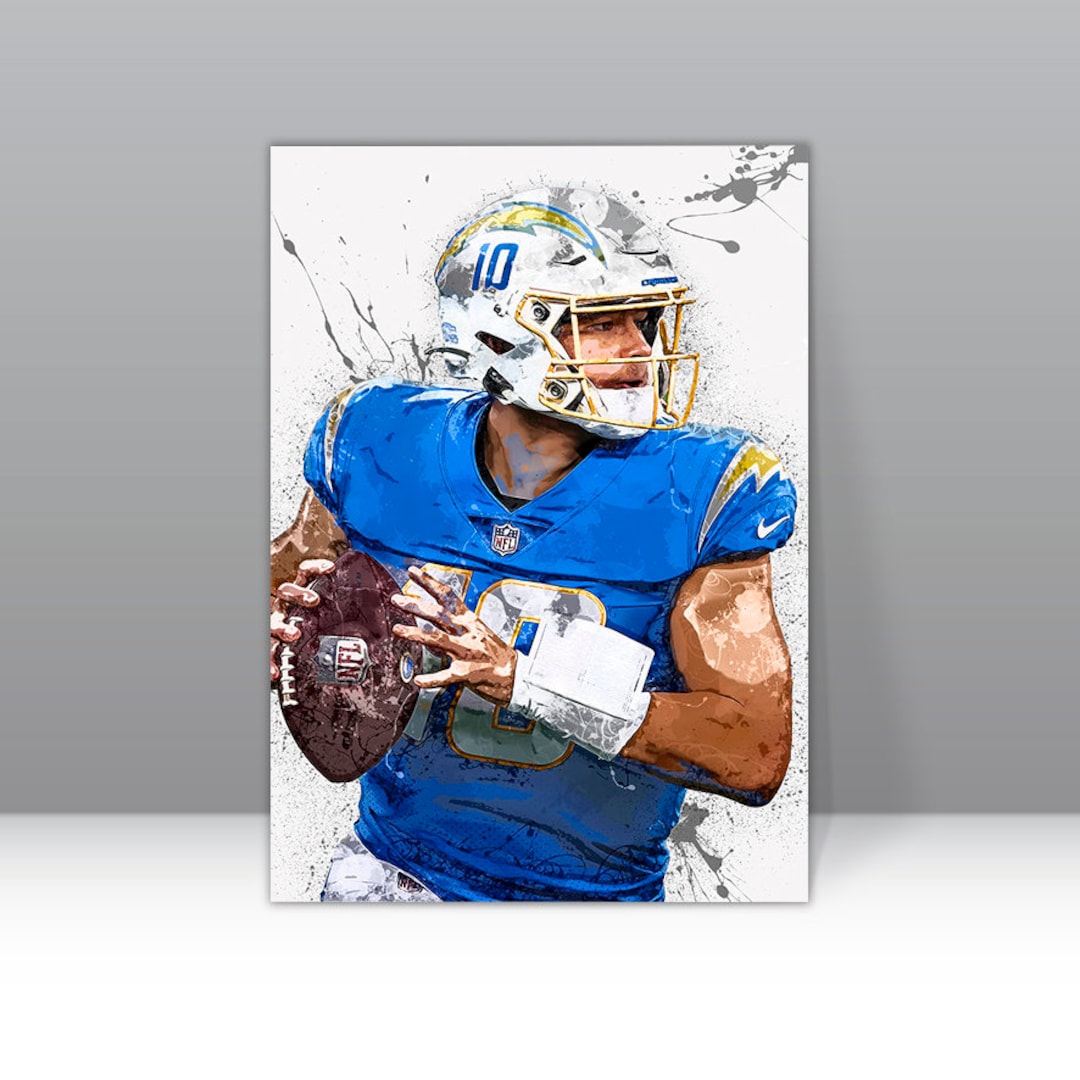 Justin Herbert Poster Los Angeles Chargers Football Framed Canvas Print ...