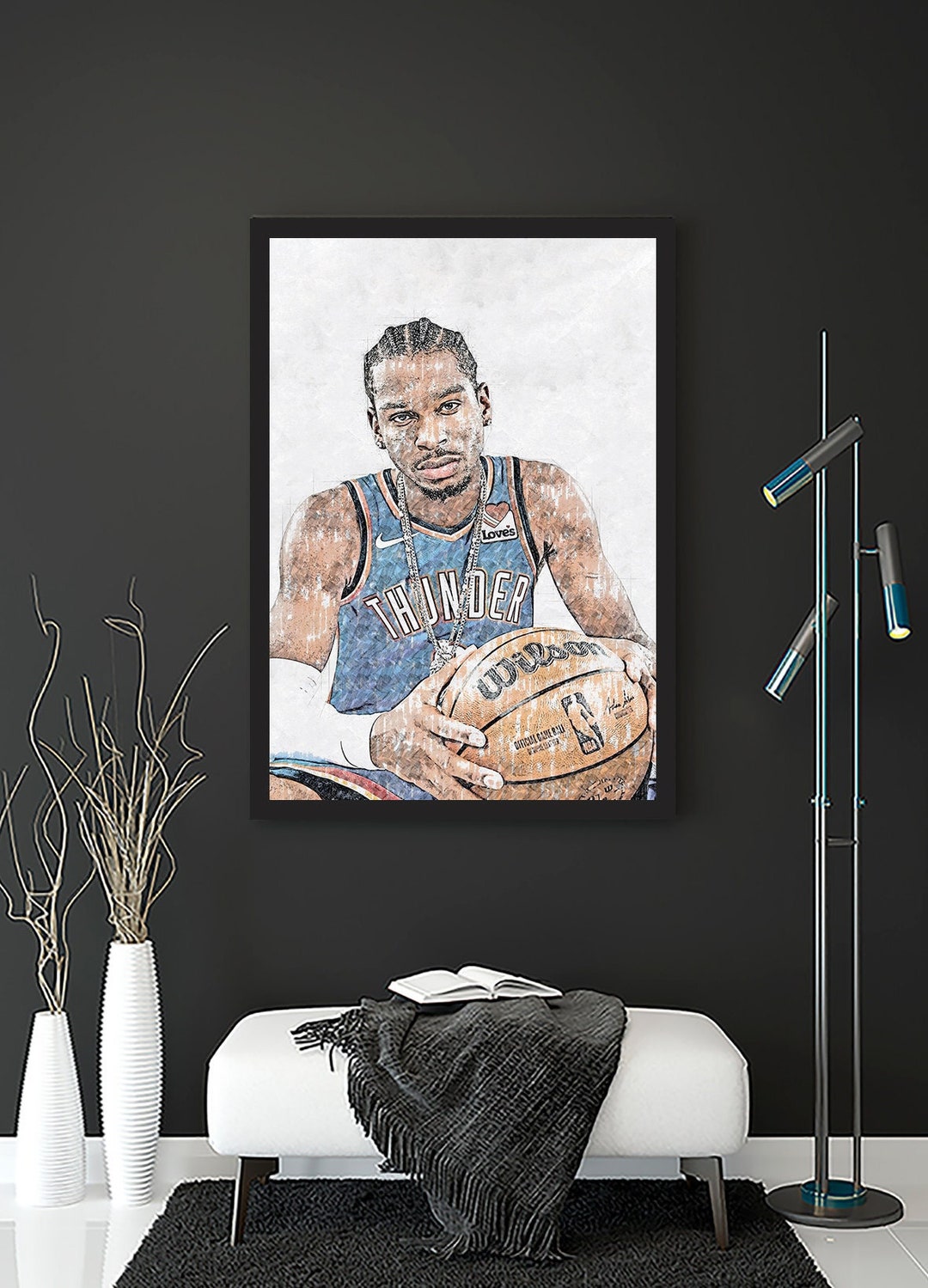 999 Shai Gilgeous Alexander Poster OKC Thunder Framed Canvas Print ...