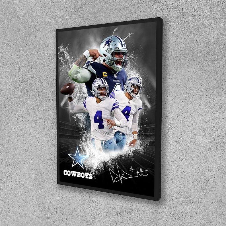 Dak Prescott Poster Dallas Cowboys Framed Canvas Print Football Wall ...