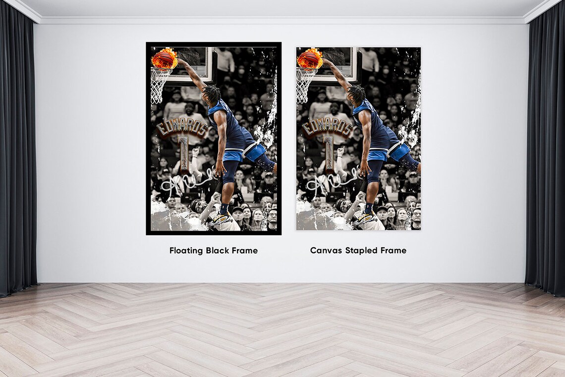 Anthony Edwards Poster Minnesota Timberwolves Framed Canvas Print ...